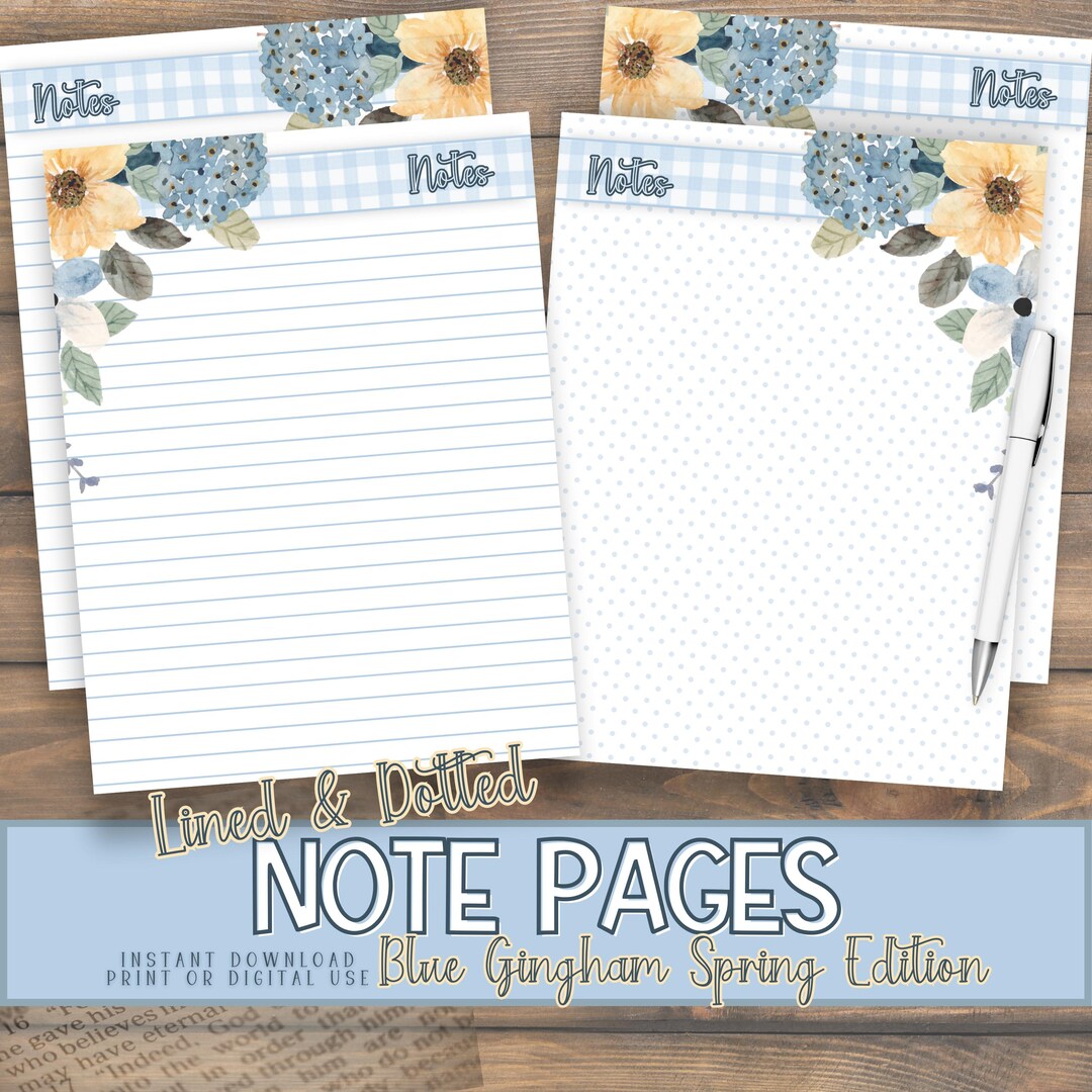 Note Pages - Lined and Dotted Blue Spring Edition for Scripture ...