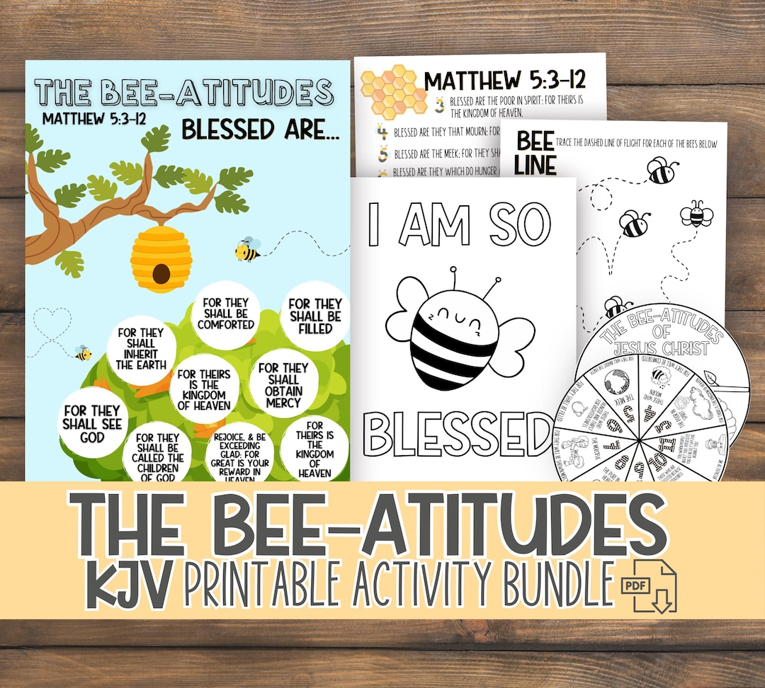 Kids Bible Lesson on Beatitudes KJV | Printable Craft Activity Coloring ...