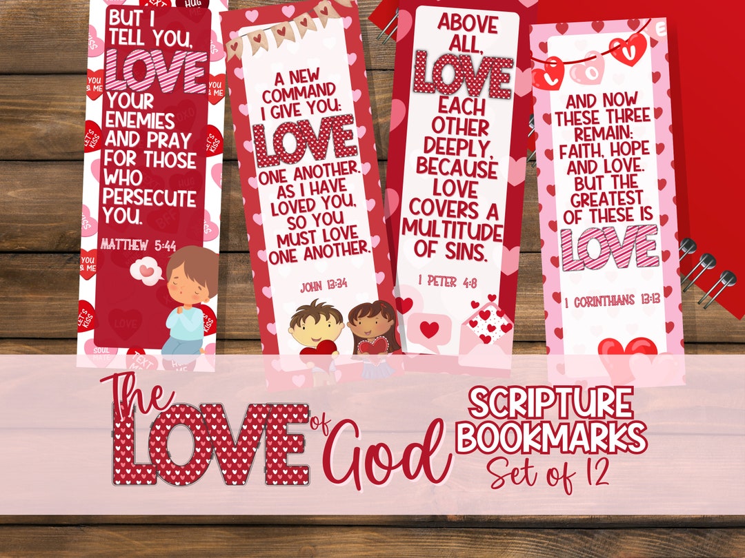 Valentine Bookmark Scripture Love of God Set of 12 INSTANT DOWNLOAD ...
