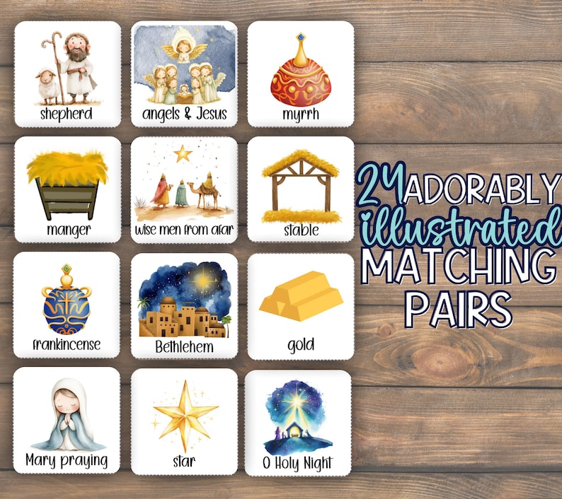 Nativity Printable Game Memory Match | Christmas Nativity Story Sunday ...
