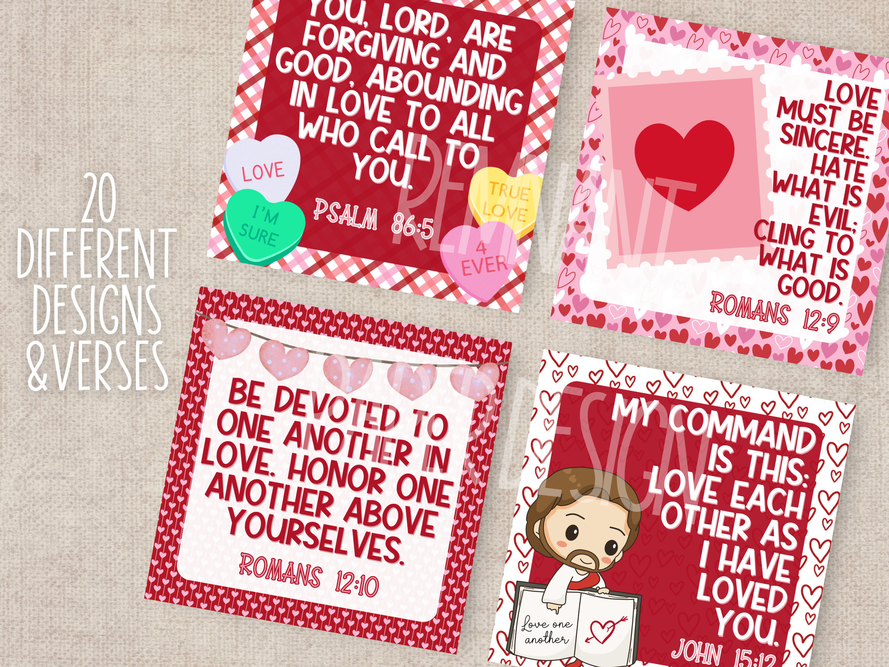 Valentine Scripture Cards, the Love of God Bible Verses, Printable ...