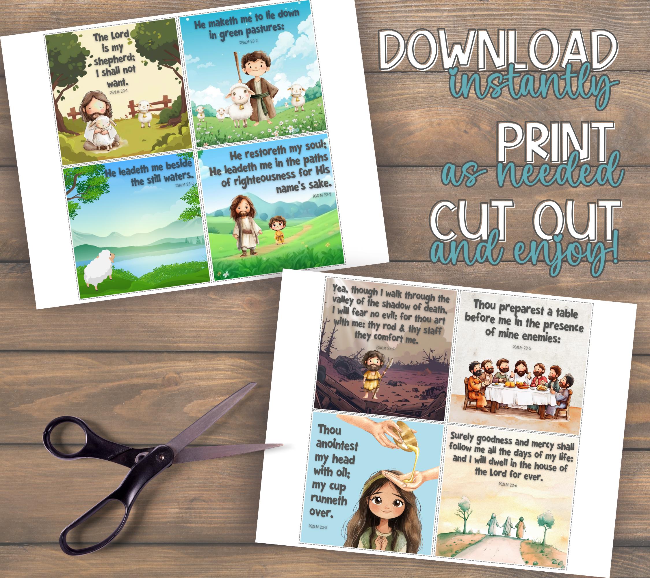 Psalm 23 Activity Memory Verse Cards for Kids | Sunday School Lesson ...