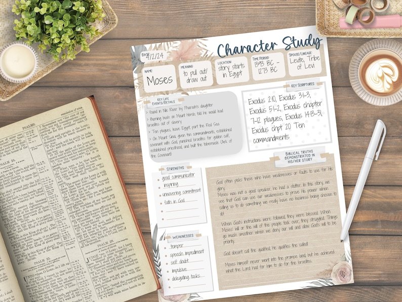 Bible Character Study Guide Journal Worksheets for Women Bible Study ...