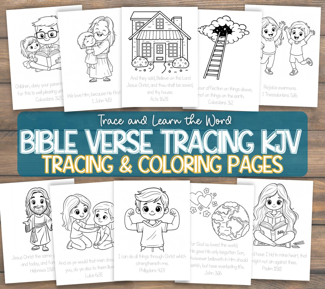 Sunday School Lesson Tracing Verses for Kids KJV | Color Handwriting ...