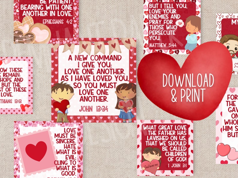 Valentine Scripture Cards, the Love of God Bible Verses, Printable ...