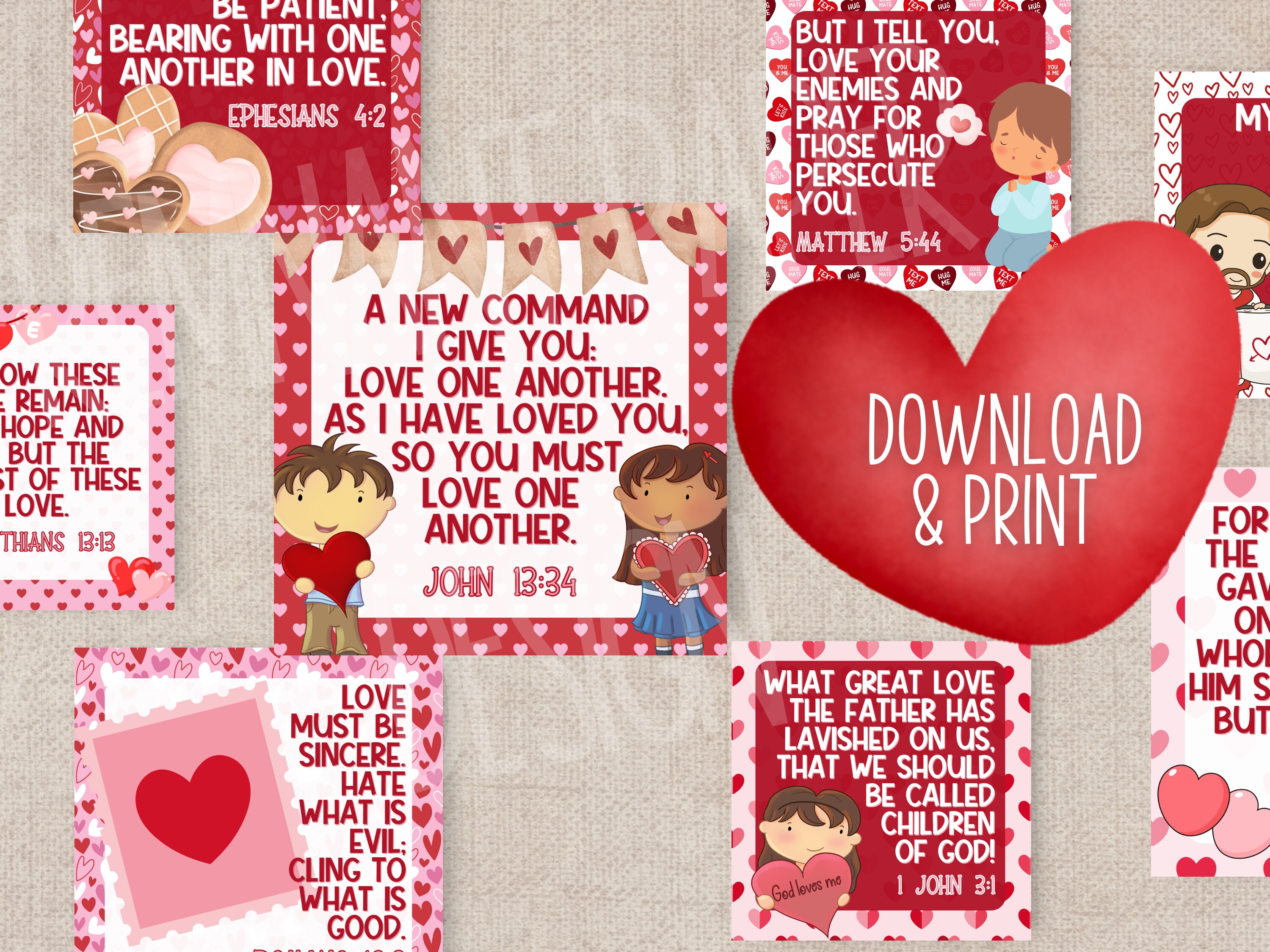 Valentine Scripture Cards, the Love of God Bible Verses, Printable ...