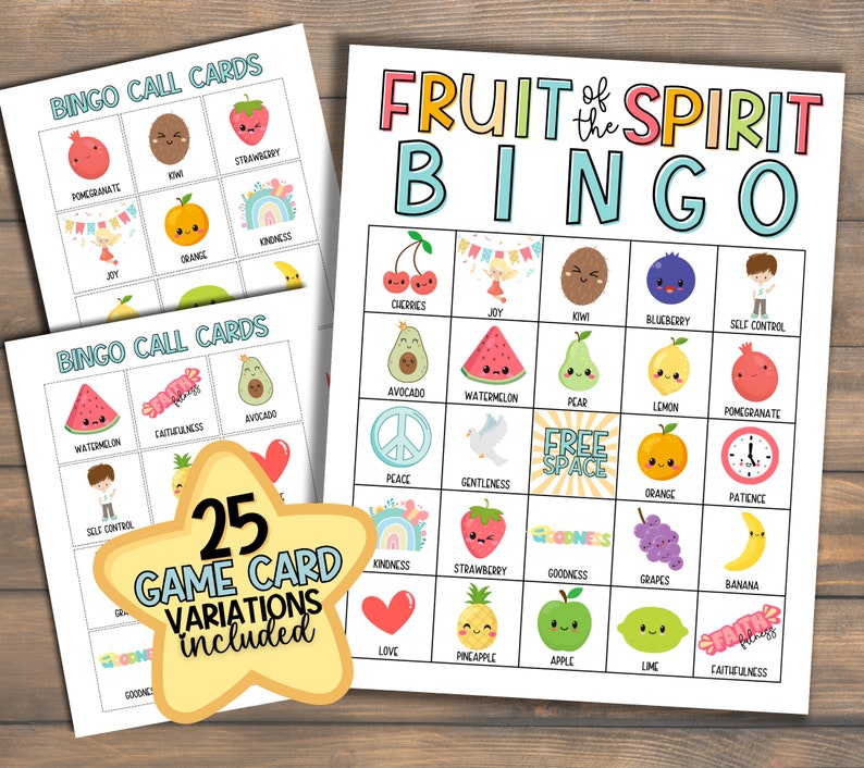 Fruit of the Spirit Bingo | Bible Bingo for Kids | Sunday School Lesson ...