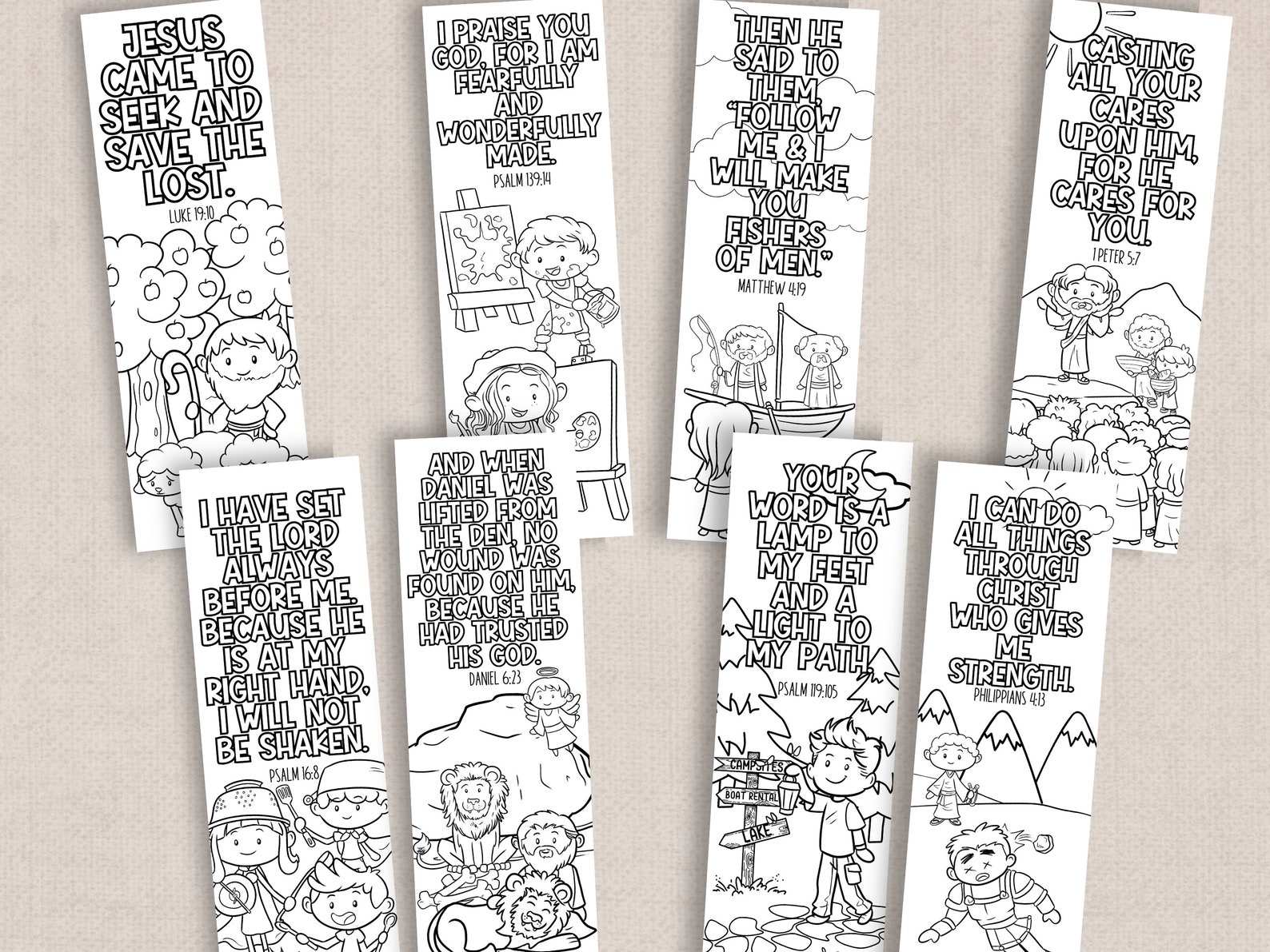 Bible Verse Coloring Bookmarks for Kids Set of 8 Instant Download Kids ...