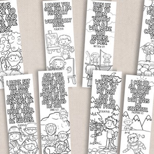 Bible Verse Coloring Bookmarks for Kids | Set of 8 | Instant Download ...