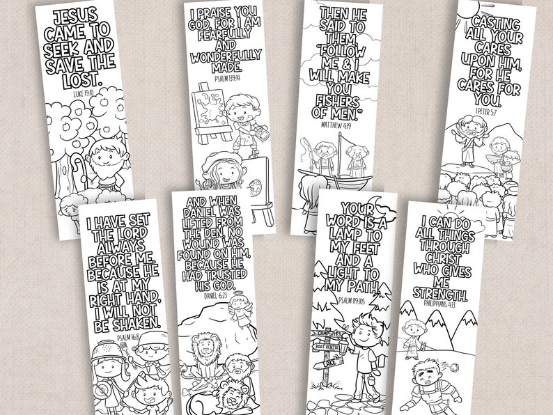 Bible Verse Coloring Bookmarks for Kids Set of 8 Instant Download Kids ...