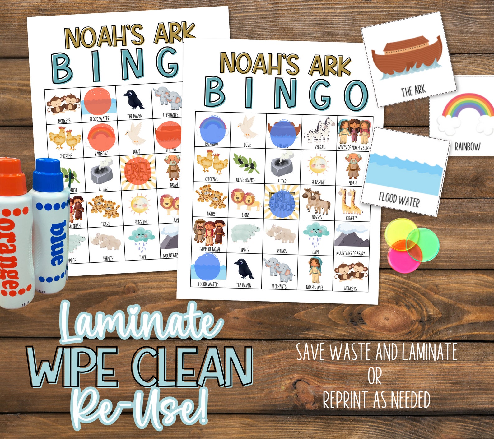 Kid's Bible Bingo Noah's Ark Biblical Homeschool Printable Bible Games ...