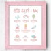 God Says I Am Poster Princess Themed | Pink Girly Wall Art | Christian ...
