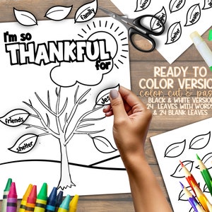 Thankful Tree Craft Fall | Coloring Page | Preschool Activity ...