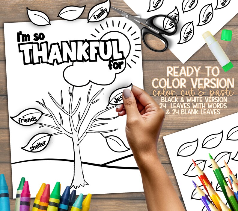 Thankful Tree Craft Fall | Coloring Page | Preschool Activity ...