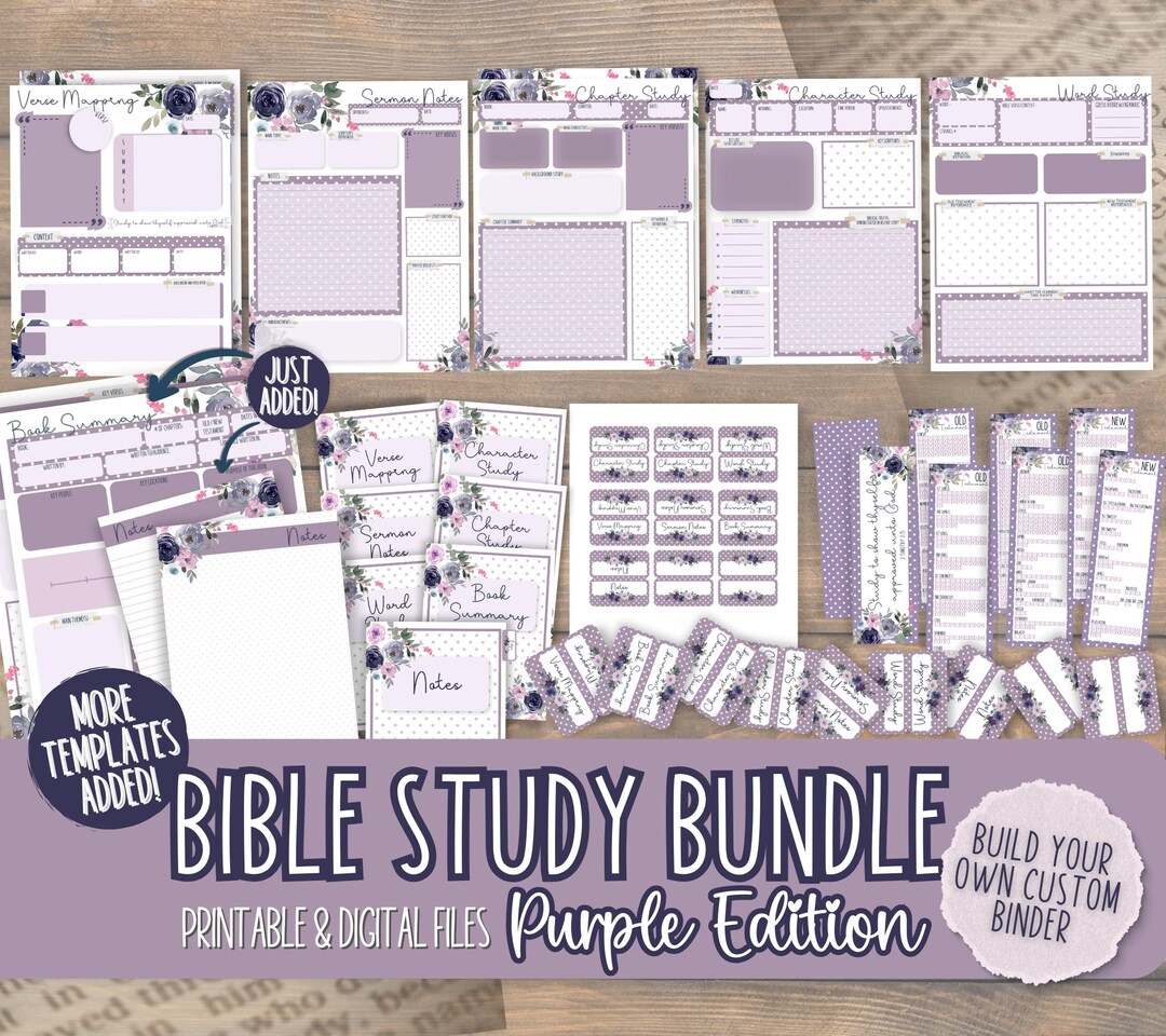 Bible Study Printables Beginners PURPLE | Binder Bundle | Scripture ...