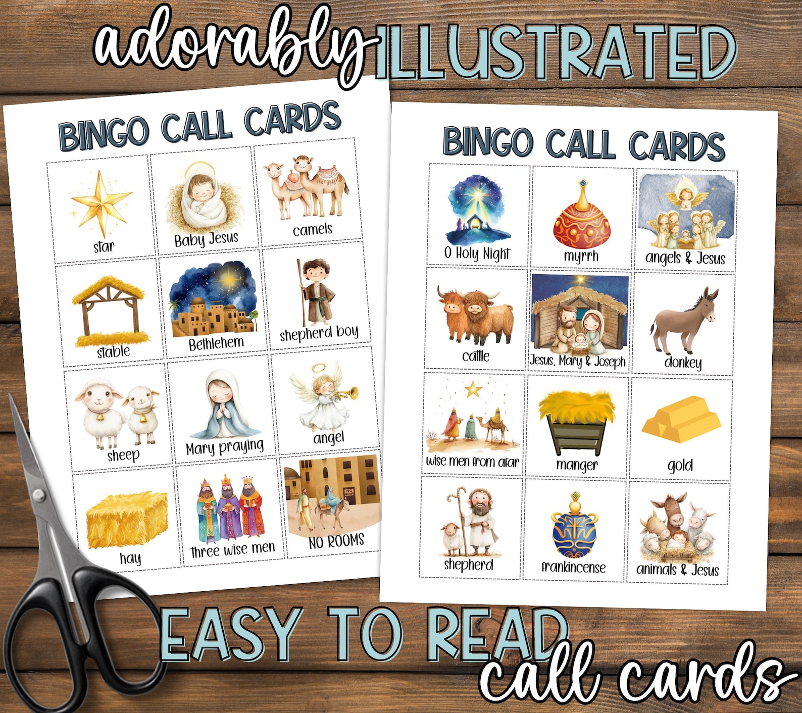 Christmas Bingo Cards With Nativity | Nativity Bingo Game | Bible ...