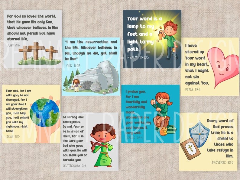 Simple Bible Verses for Kids Set of 40 INSTANT DOWNLOAD 4x4 With ...