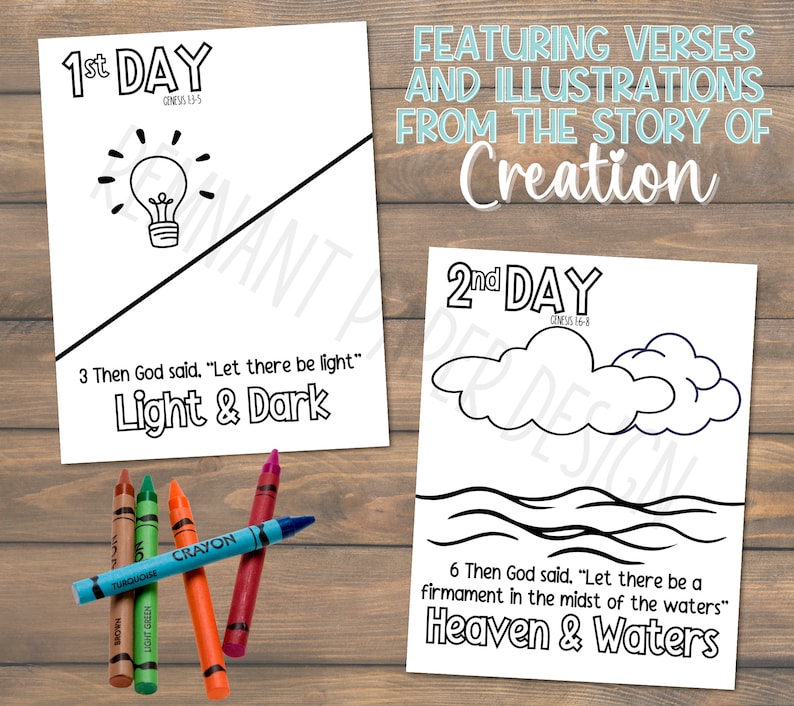 Hojas para colorear de los 7 días de la creación para niños en edad ...