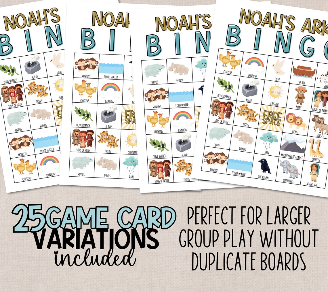Kid's Bible Bingo Noah's Ark | Biblical Homeschool | Printable Bible ...