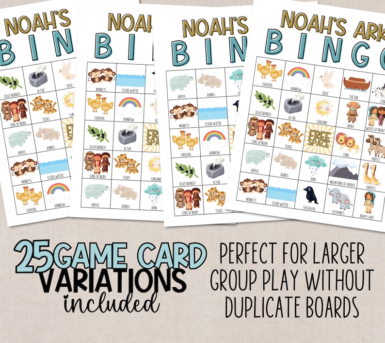 Kid's Bible Bingo Noah's Ark Biblical Homeschool Printable Bible Games ...
