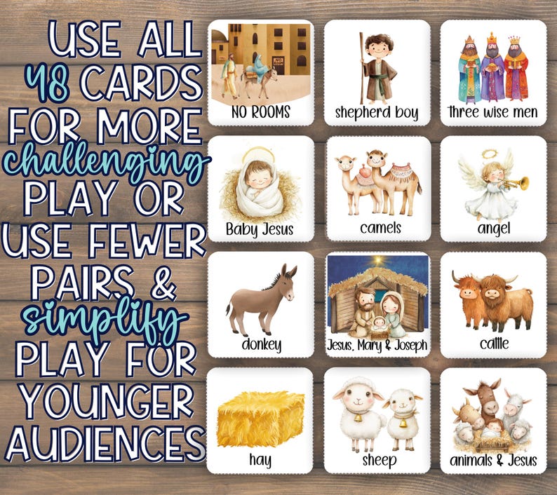 Nativity Printable Game Memory Match | Christmas Nativity Story Sunday ...