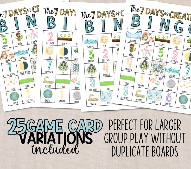 Bible Bingo for Youth | 7 Days of Creation Game | Sunday School ...