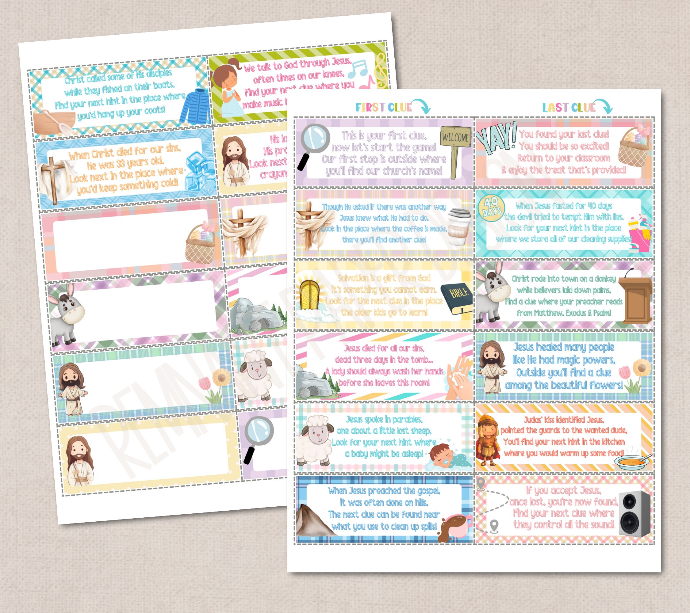 Easter Church Scavenger Hunt | Egg Hunt Clues | Resurrection Sunday ...