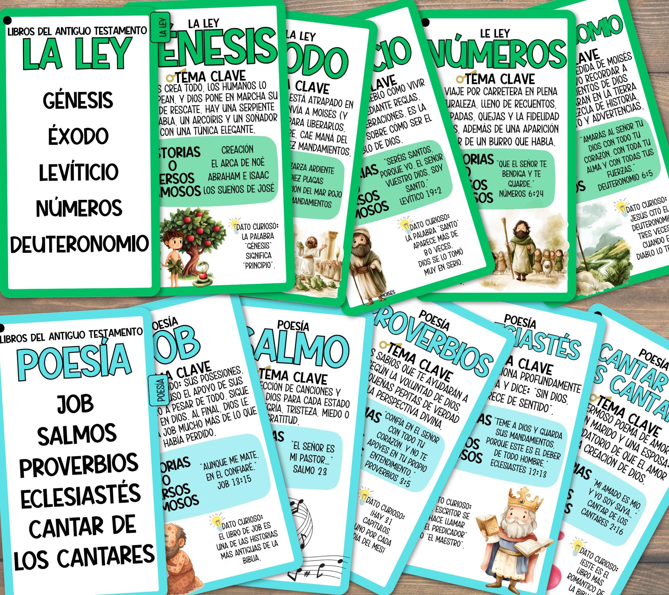 Books of the Bible Flash Cards SPANISH | Libros De La Biblia Tarjetas ...