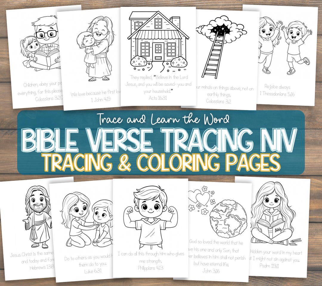Sunday School Lesson Tracing Verses for Kids NIV | Color Handwriting ...