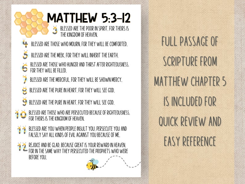 Beatitudes Bible Study Lesson for Kids | INSTANT DOWNLOAD | Preschool ...