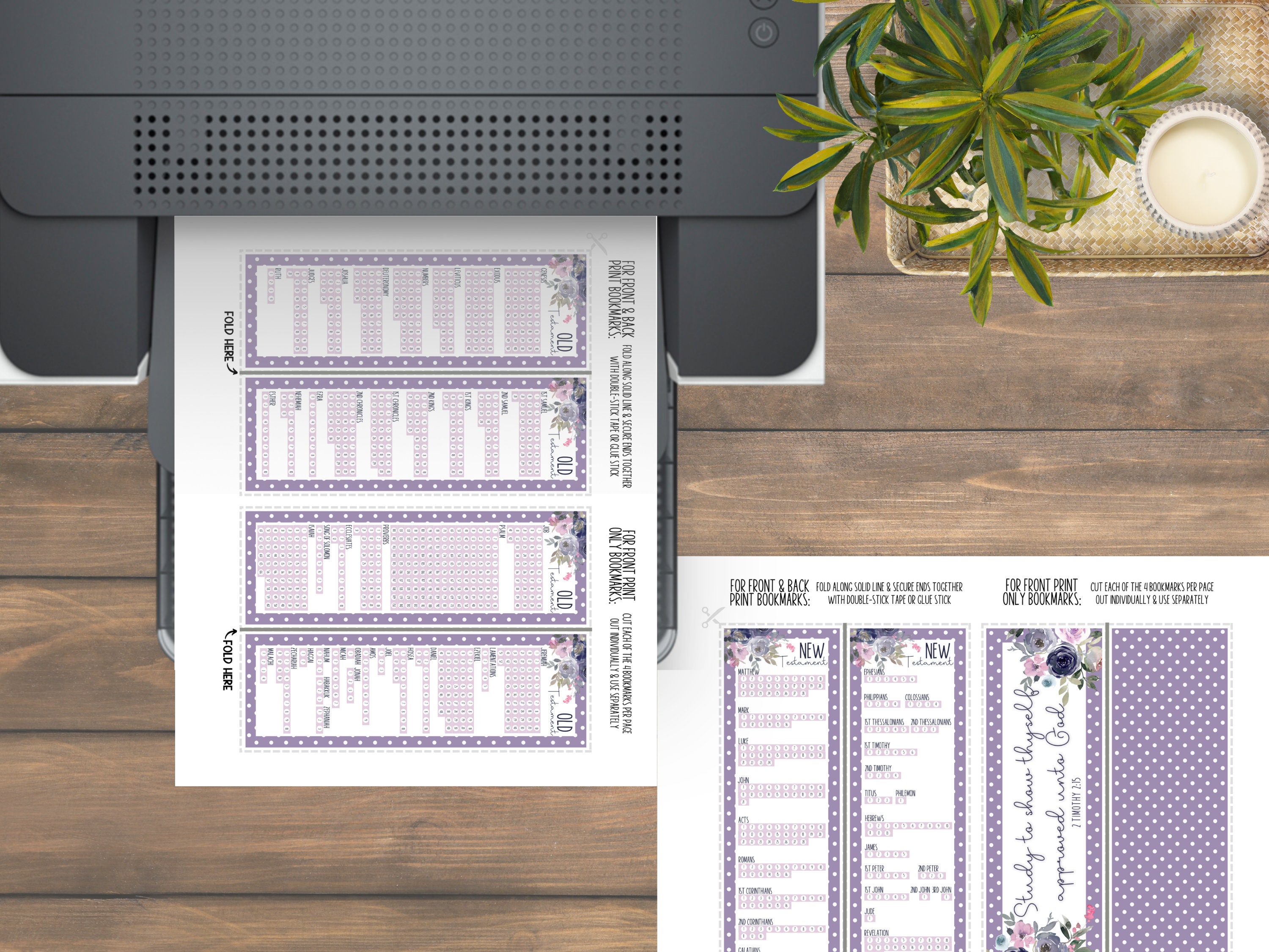 Printable Bible Tracker Bookmarks Purple | Chapter Checklist | Bible ...