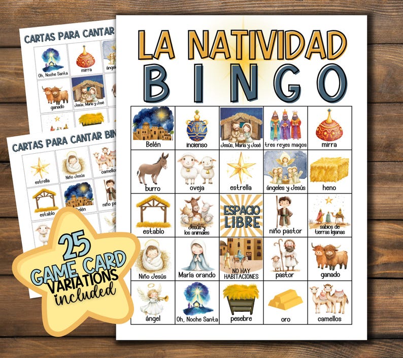 Religious Christmas Bingo Game SPANISH | Nativity Bingo Cards Sunday ...