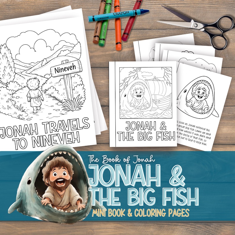 Jonah and the Big Fish Lesson | Mini Book & Coloring Pages | Sunday ...
