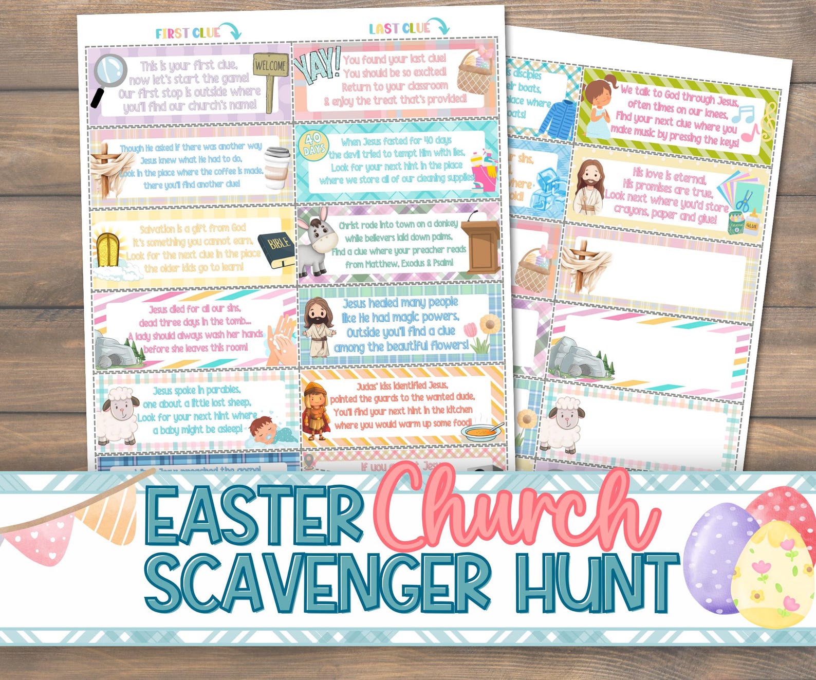 Easter Scavenger Hunt Church | Egg Hunt Clues | Resurrection Sunday ...