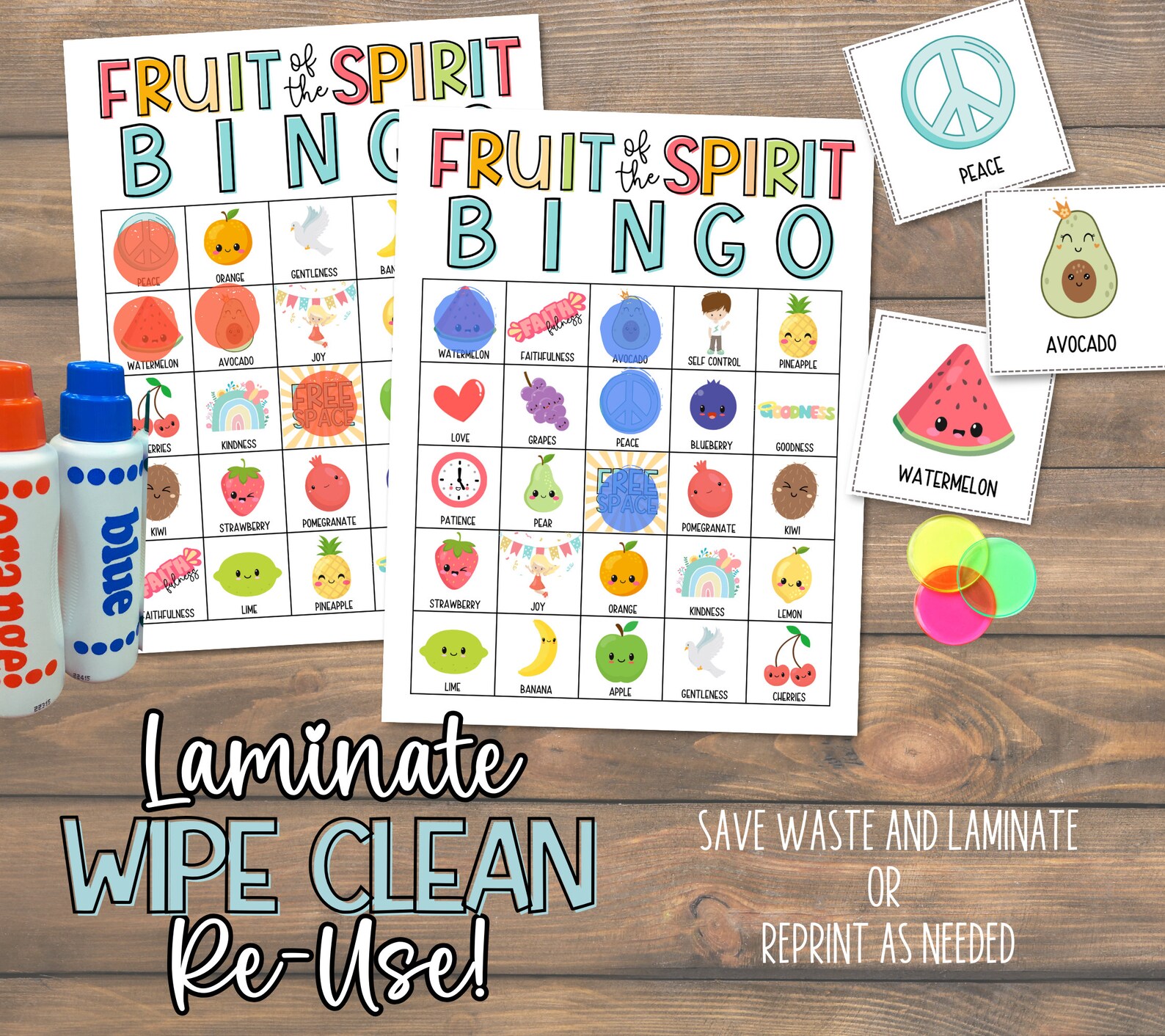 Fruit of the Spirit Bingo | Bible Bingo for Kids | Sunday School Lesson ...