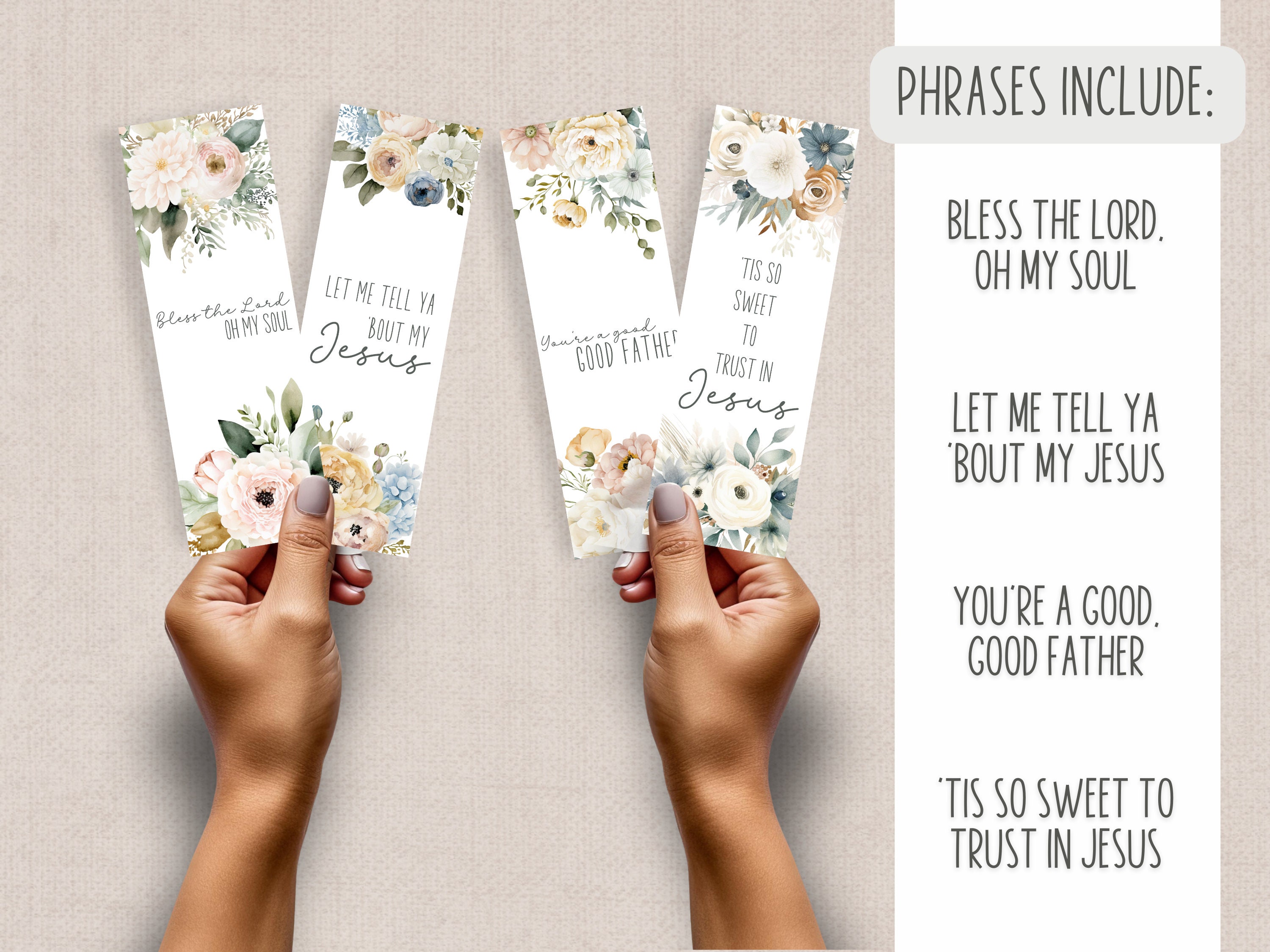 Christian Bookmark Pack INSTANT DOWNLOAD Set of 4 Floral Bundle ...