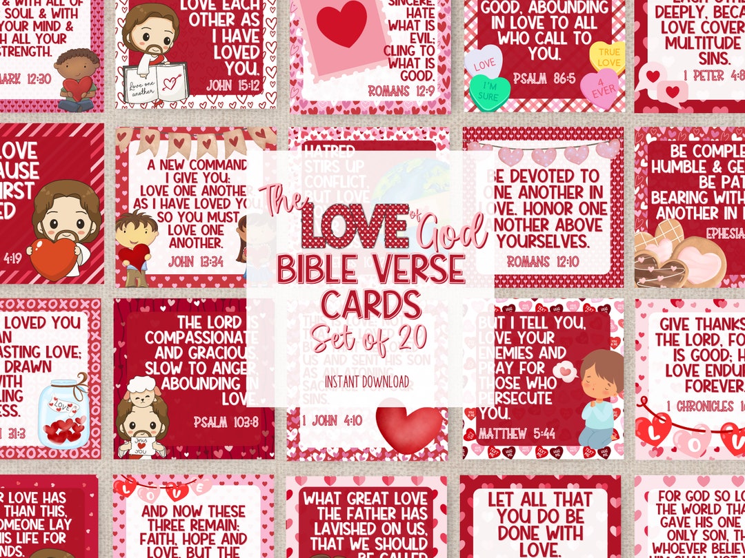 Valentine Scripture Cards, the Love of God Bible Verses, Printable ...