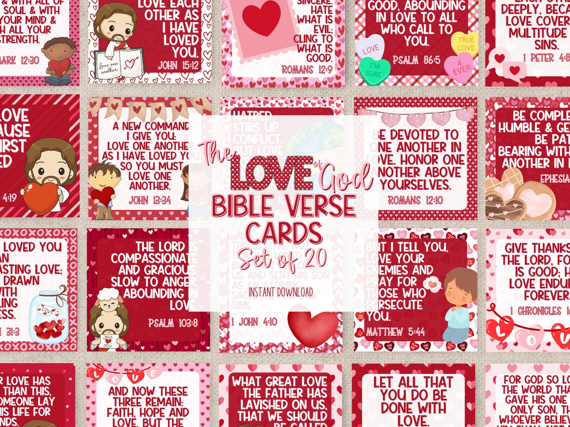 Valentine Scripture Cards, the Love of God Bible Verses, Printable ...