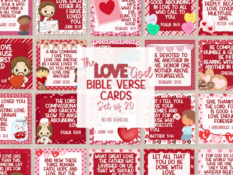 Valentine Scripture Cards, the Love of God Bible Verses, Printable ...