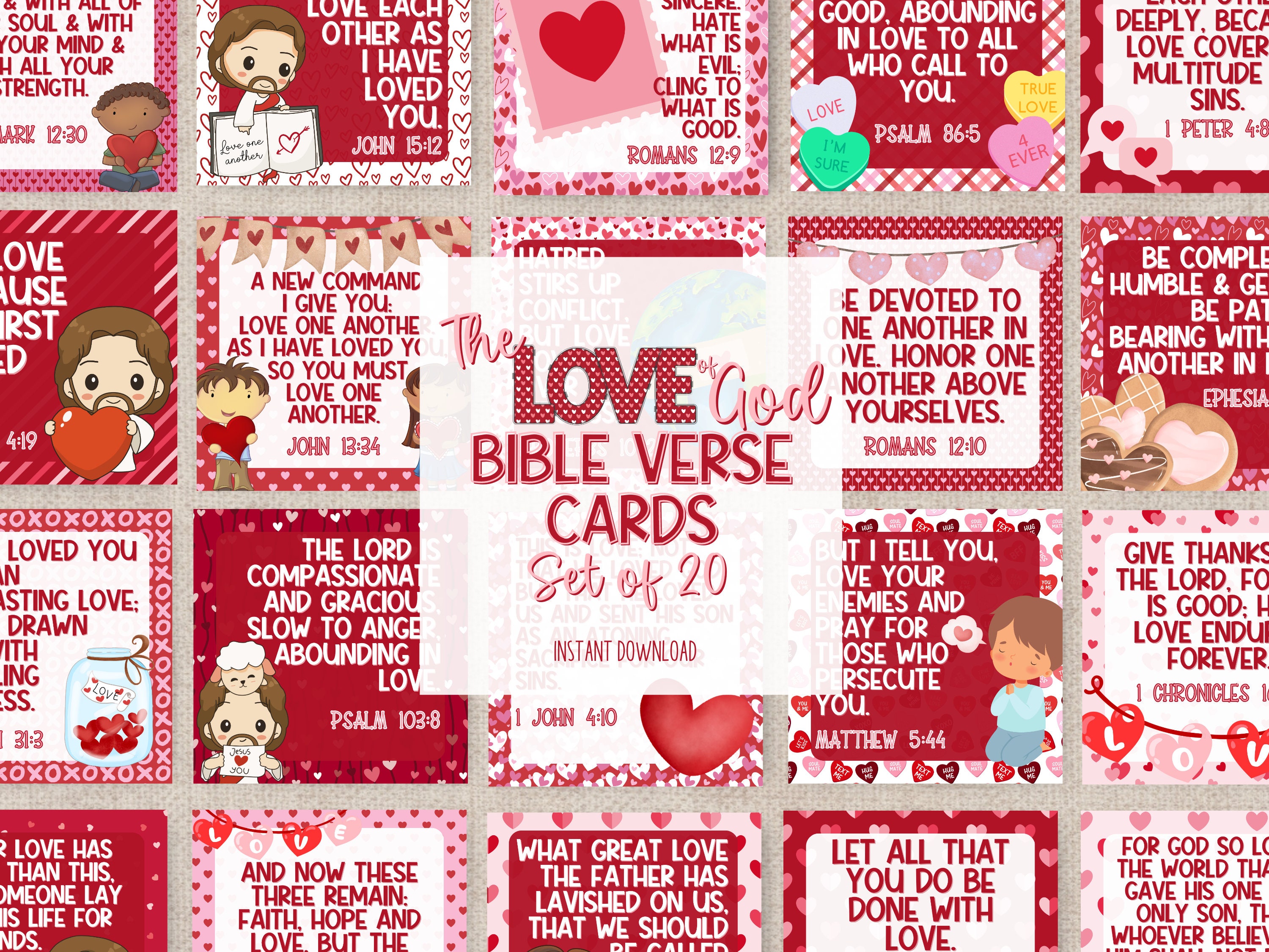 Valentine Scripture Cards, the Love of God Bible Verses, Printable ...