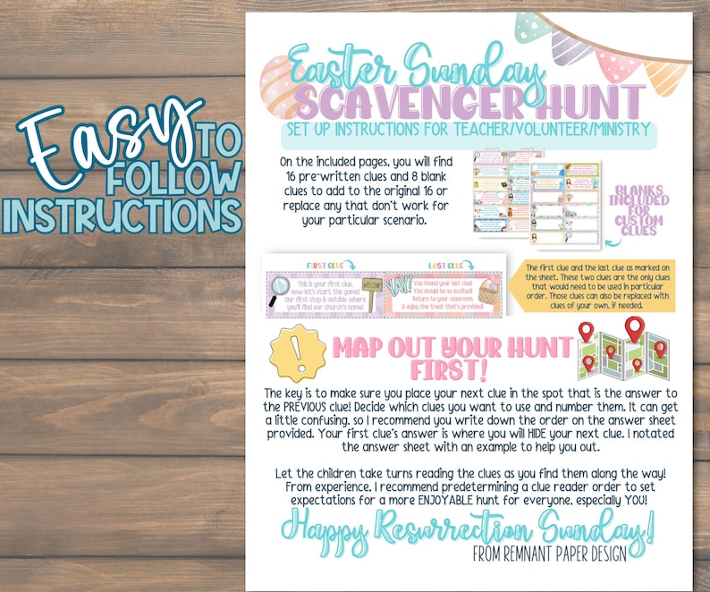 Easter Scavenger Hunt Church | Egg Hunt Clues | Resurrection Sunday ...