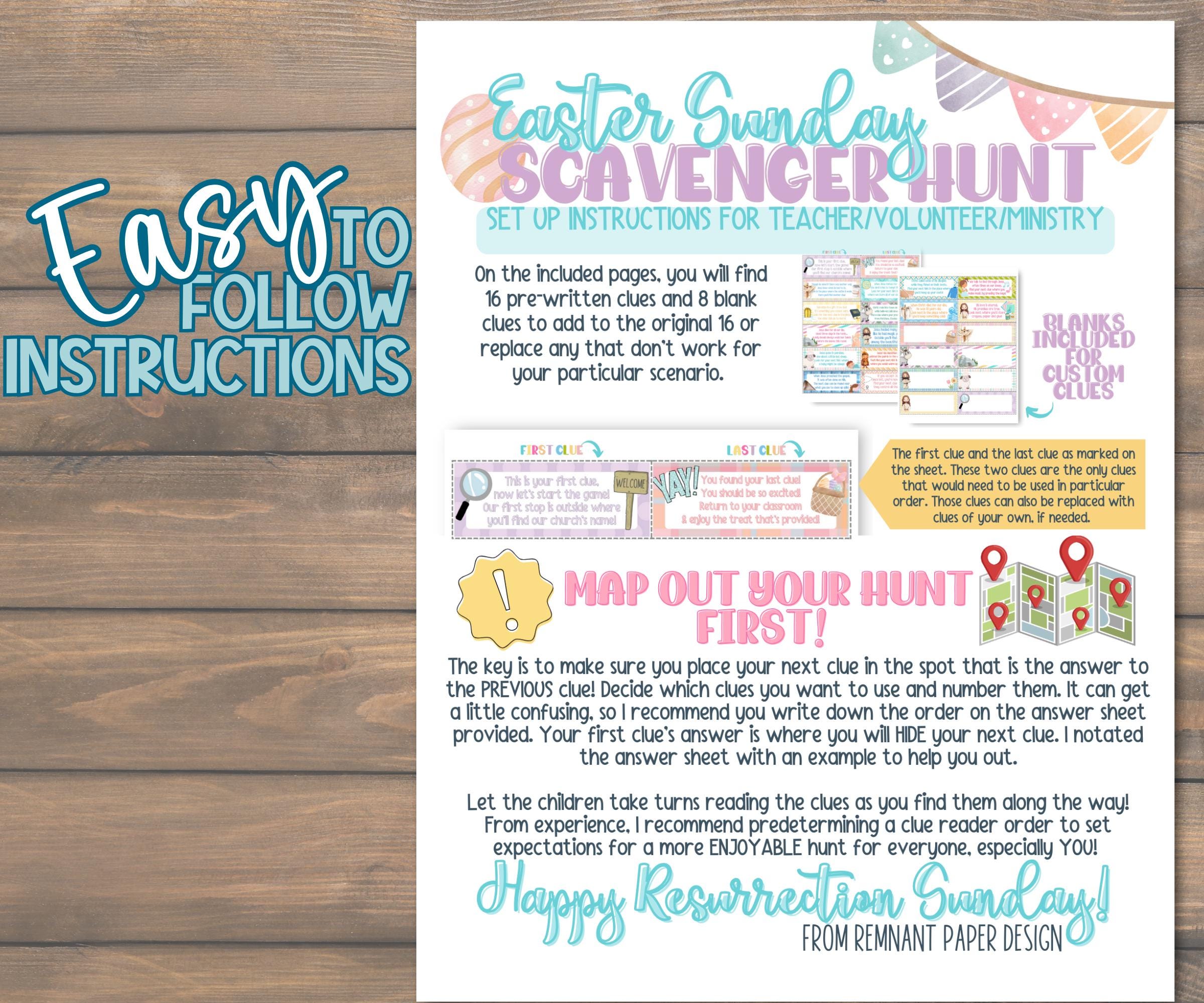 Easter Scavenger Hunt Church | Egg Hunt Clues | Resurrection Sunday ...