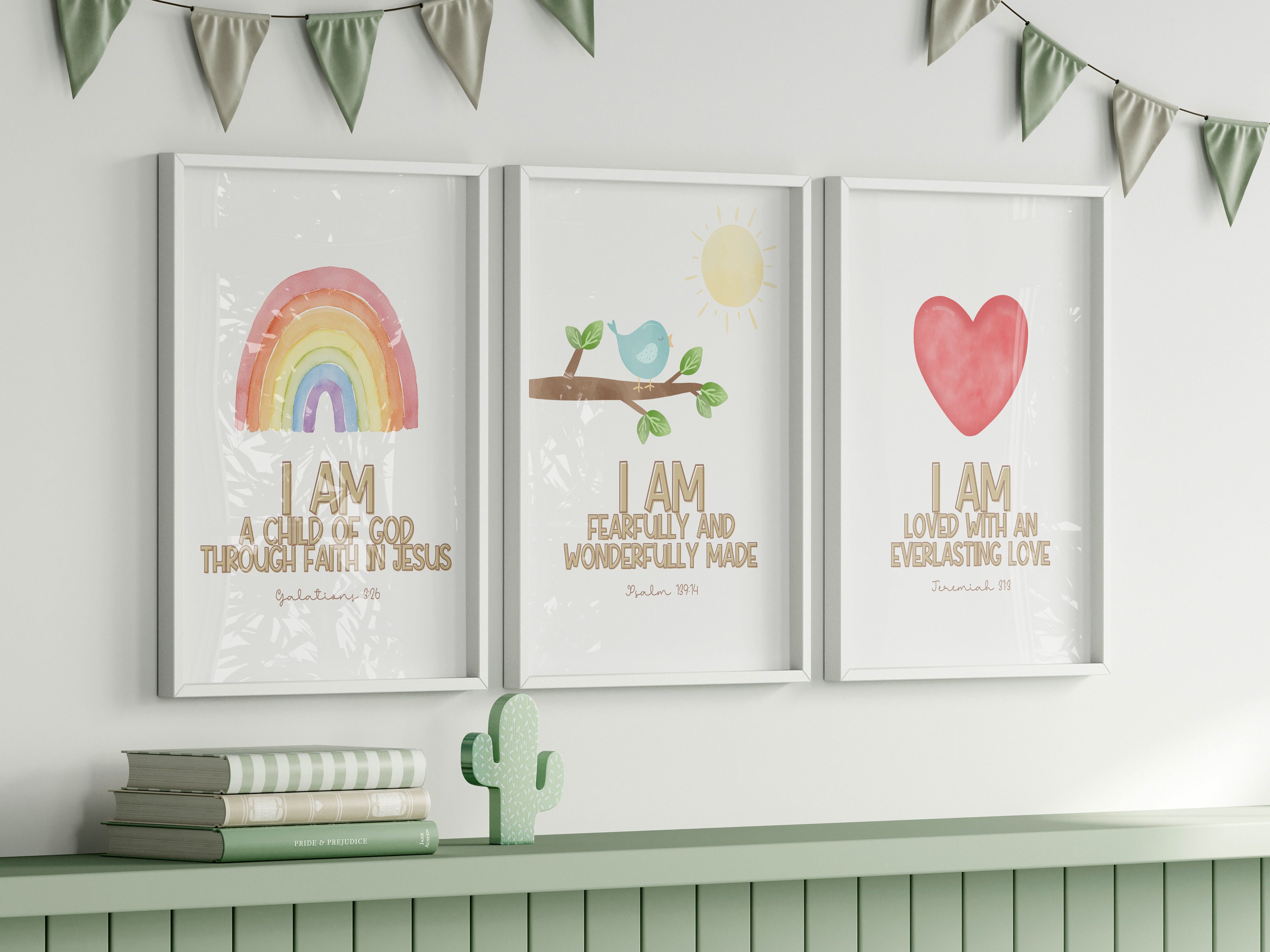 Kids Bible Verse Wall Art Set of 3 Printable I Am a Child of God ...