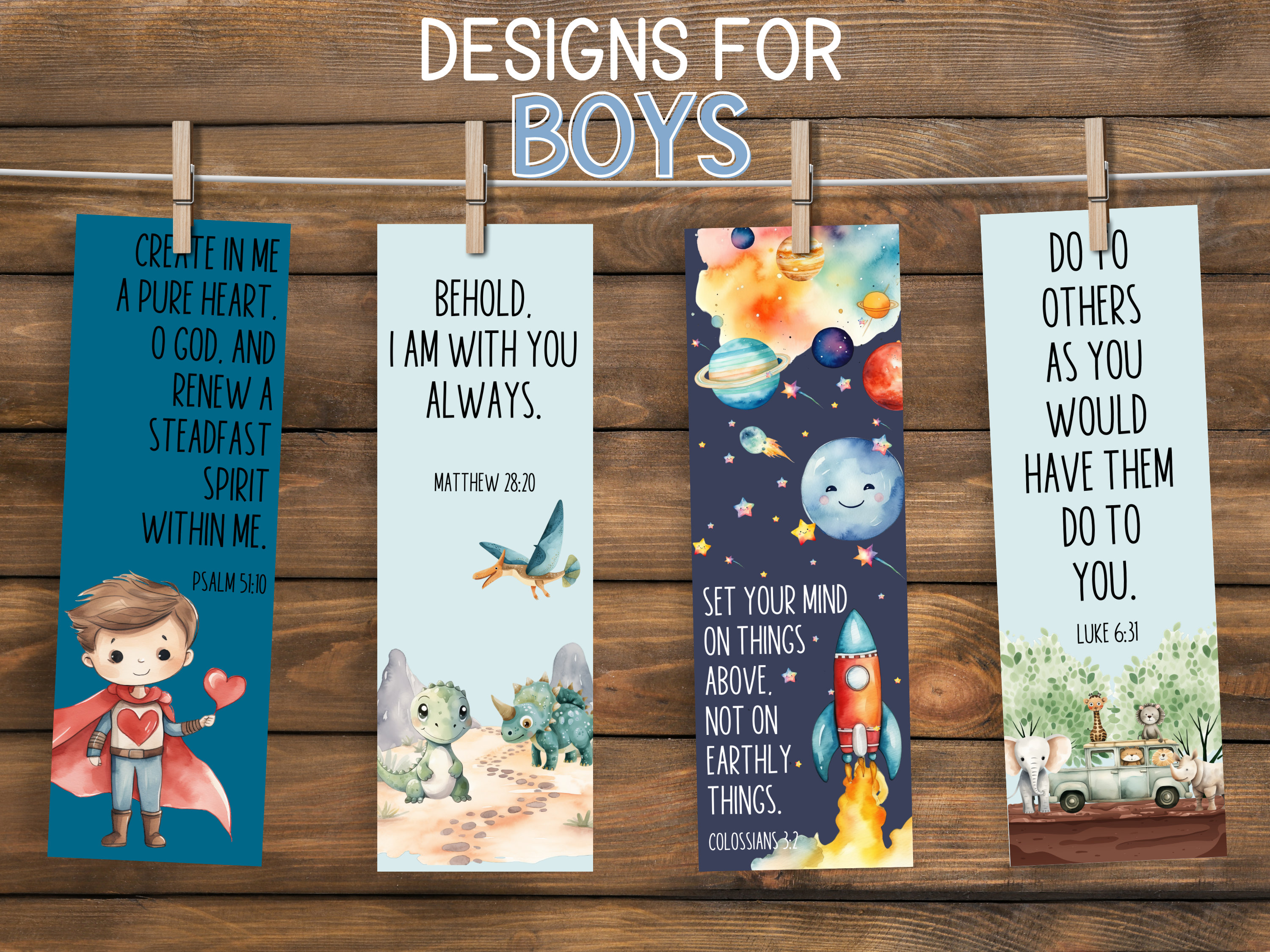 Printable Bible Verse Bookmarks for Kids Boys & Girls Designs Kids ...