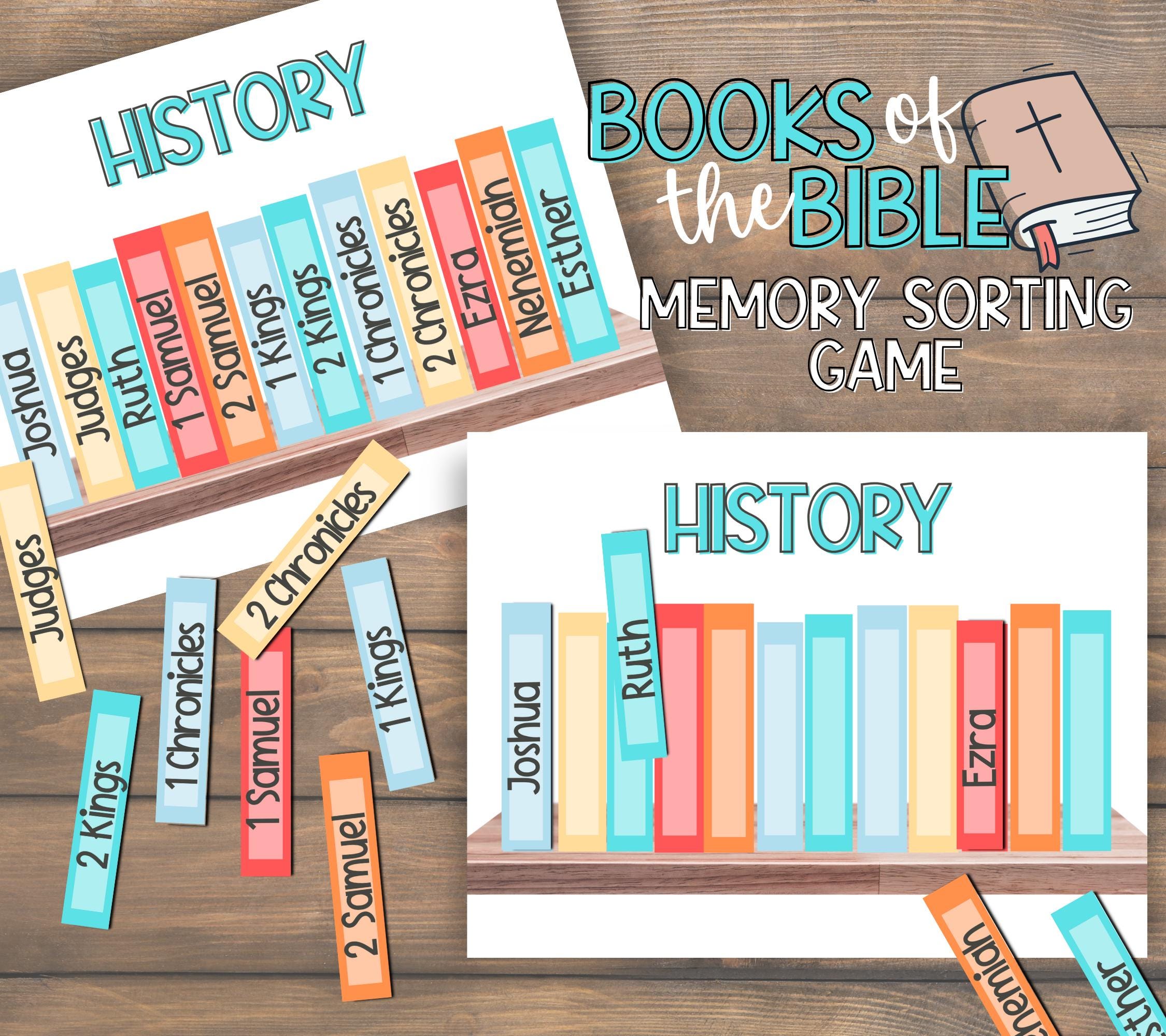 Books of the Bible Game Kids Memory Sorting Activity | Printable Church ...
