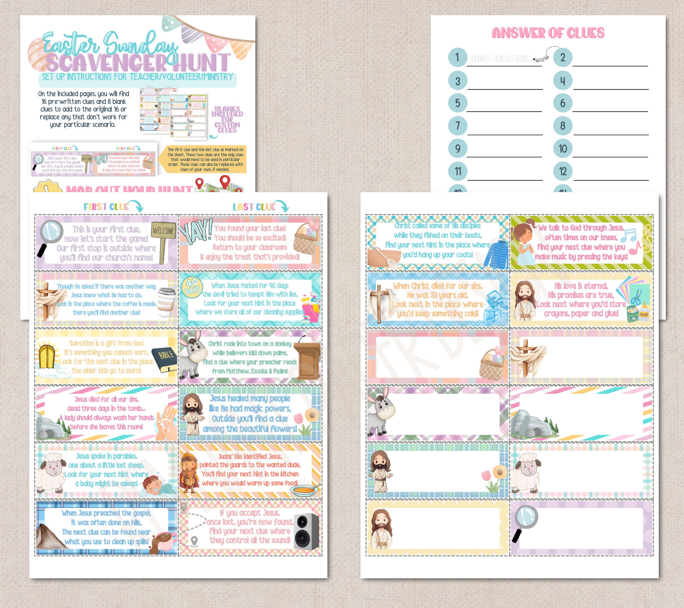 Easter Church Scavenger Hunt | Egg Hunt Clues | Resurrection Sunday ...