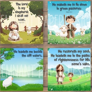 Psalm 23 Activity Memory Verse Cards for Kids | Sunday School Lesson ...