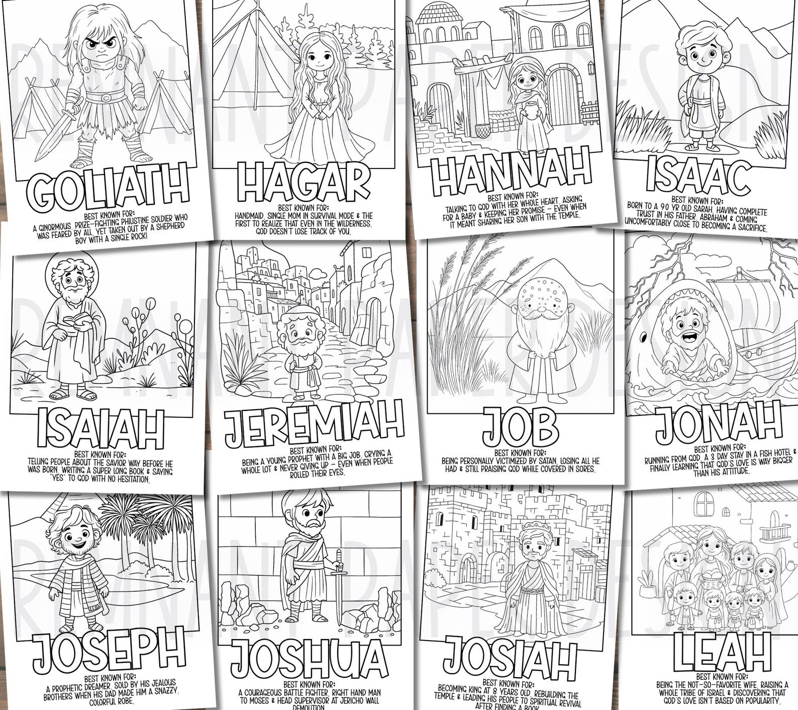 Bible Character Coloring Pages Old Testament | 38 Pages for Kids ...