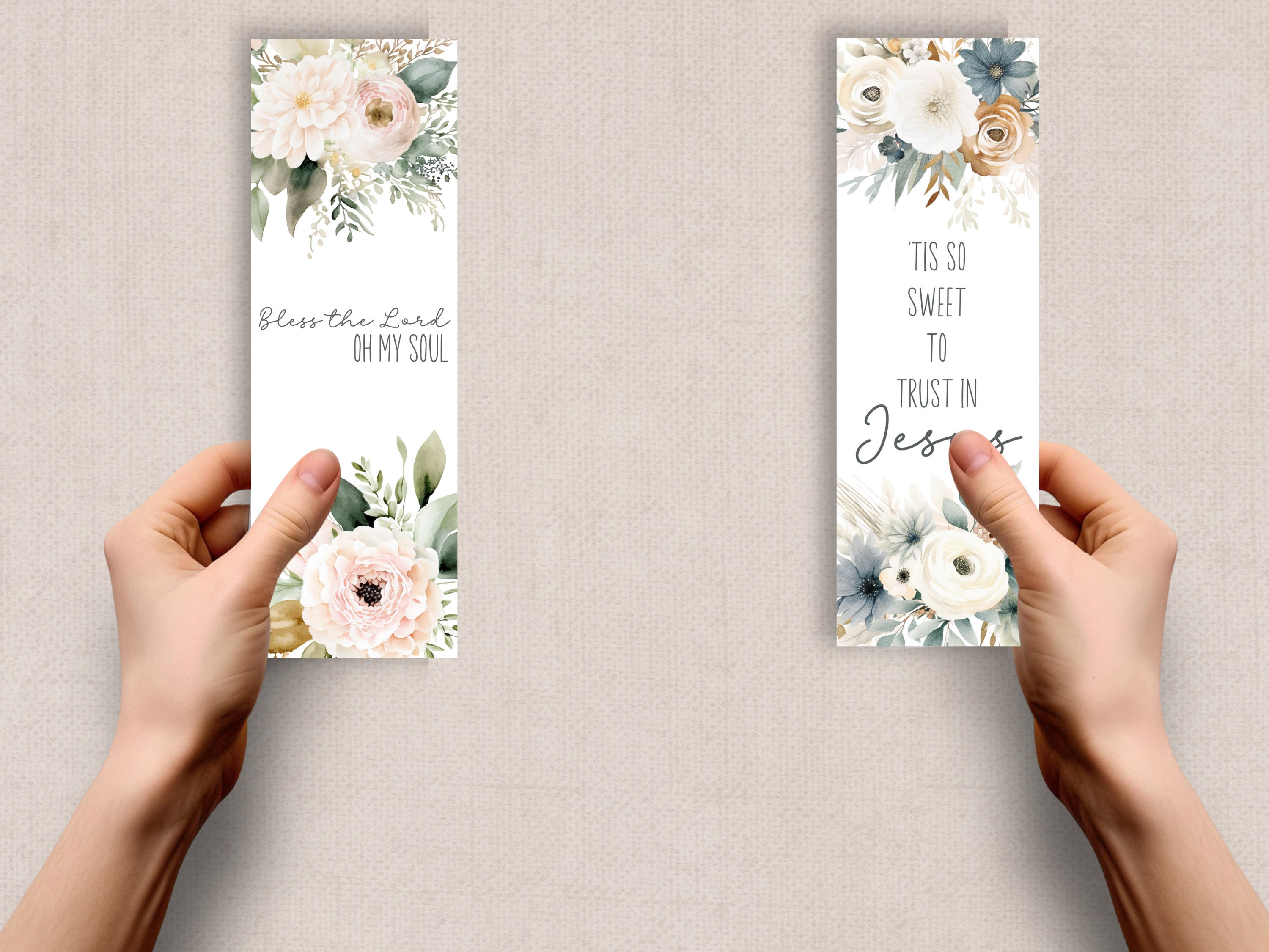 Christian Bookmark Pack INSTANT DOWNLOAD Set of 4 Floral Bundle ...