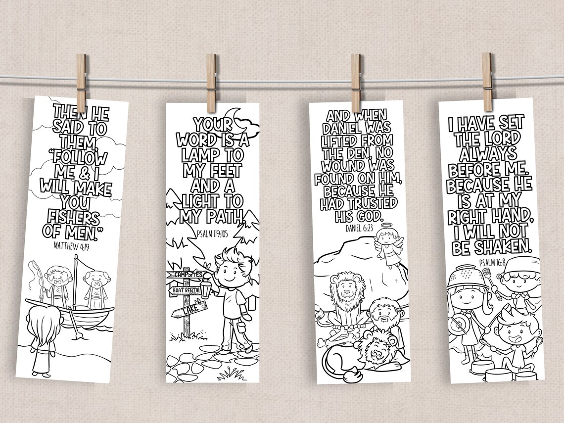 Bible Verse Coloring Bookmarks for Kids Set of 8 Instant Download Kids ...